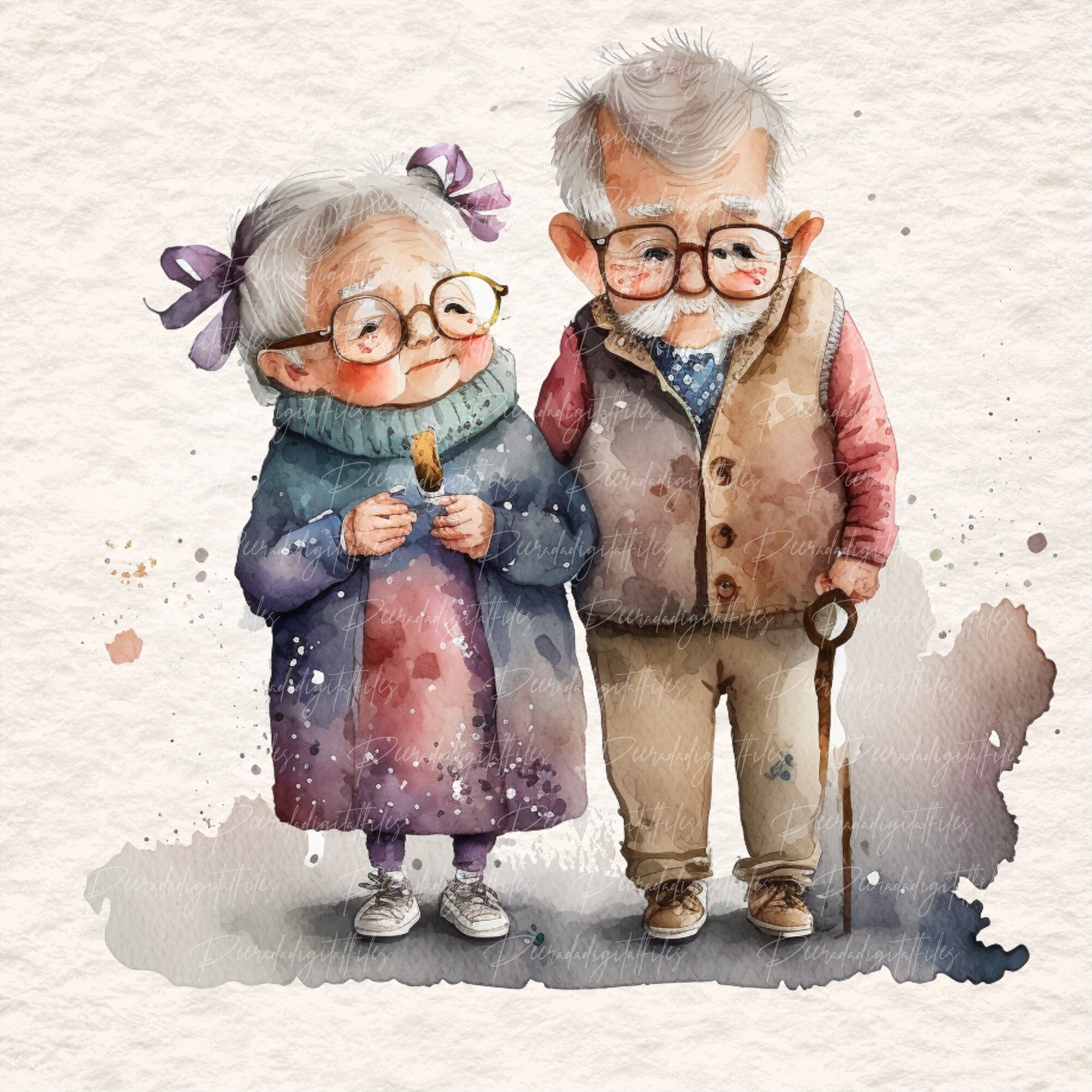 Grandparents Watercolor 5 Png Bundle , Sublimation Png , Clipart , T ...