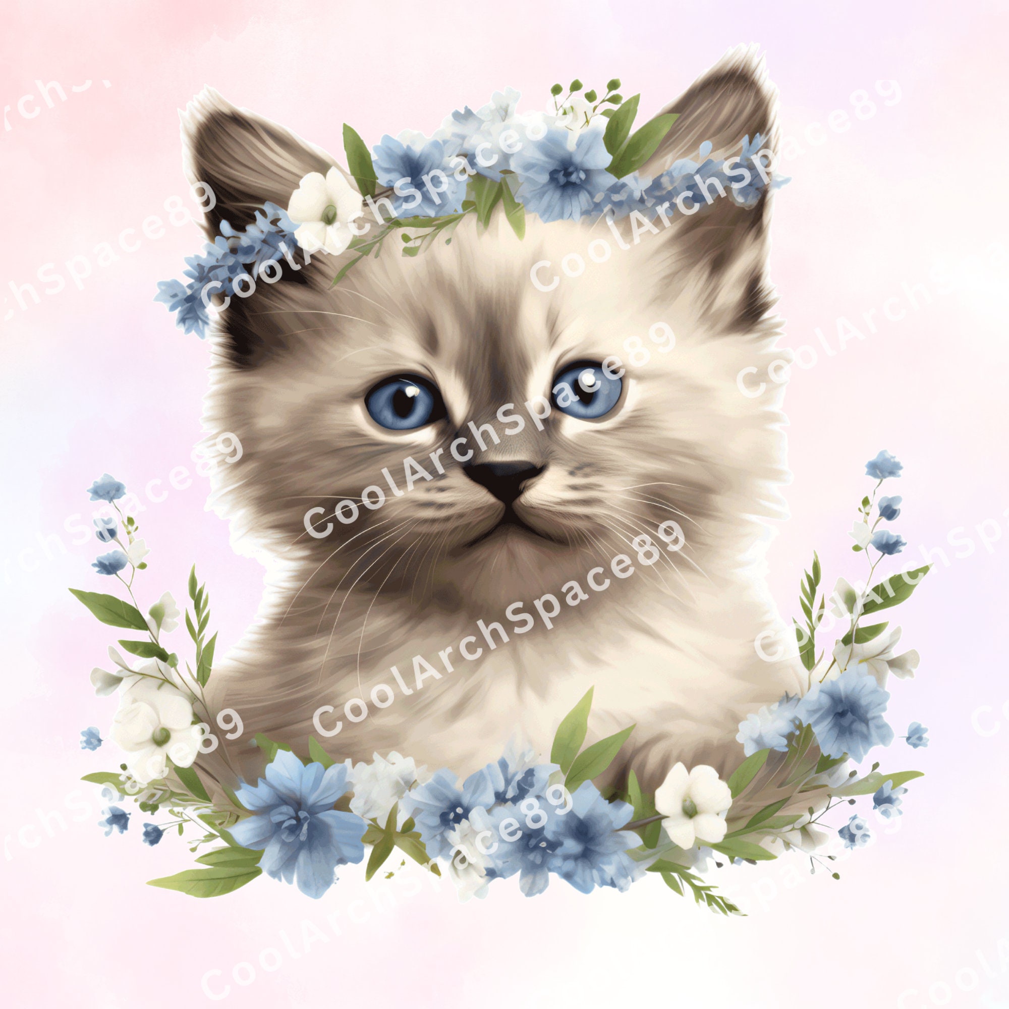 10 Cute Cats Watercolor Printable Clipart Digital Download Commercial ...