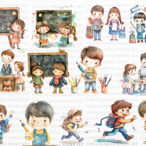 49 PNG Little Kids Watercolor Clipart Cartoon Boys and Girls Clipart ...