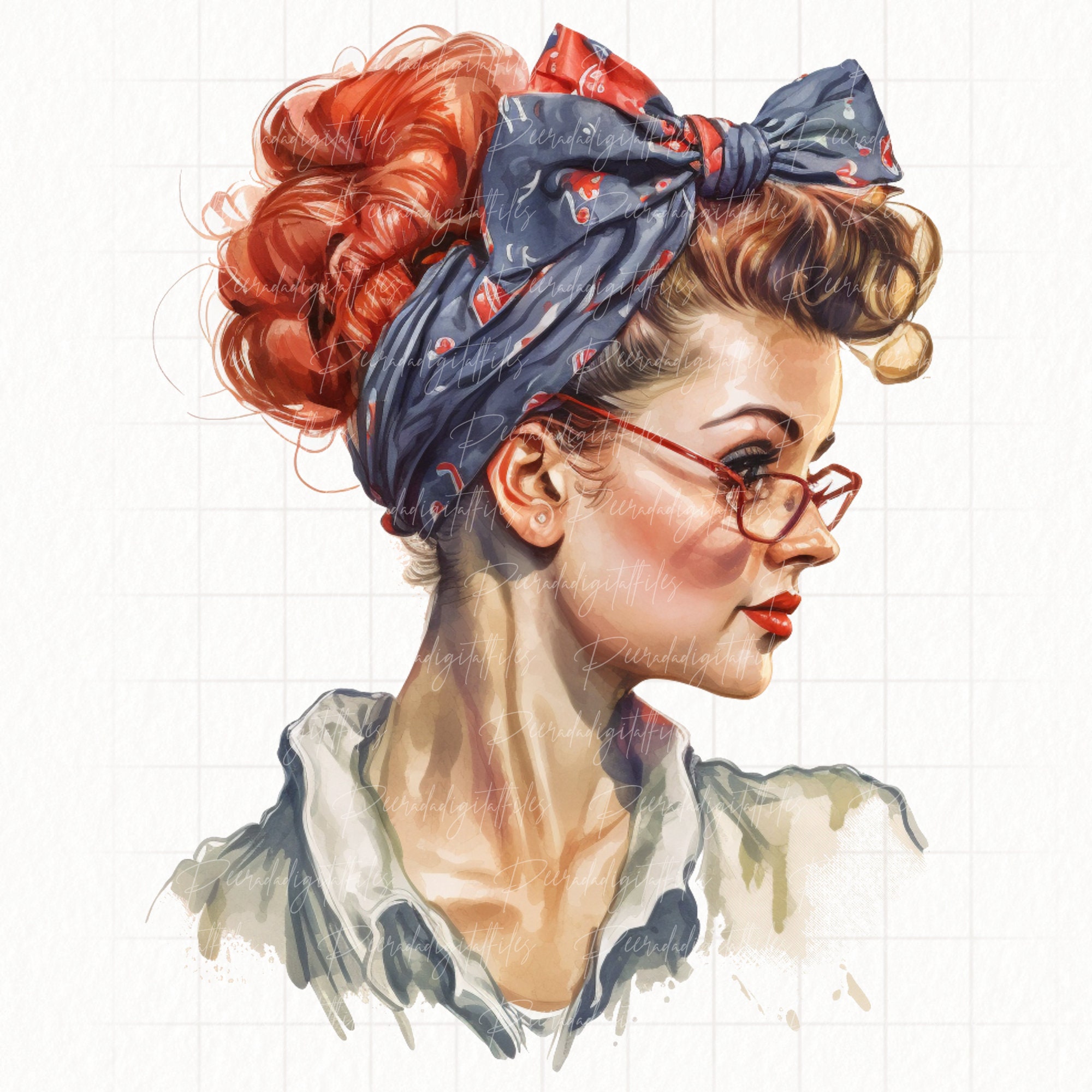 8 Girl Messy Bun Clipart Bundle PNG Watercolor Woman - Etsy