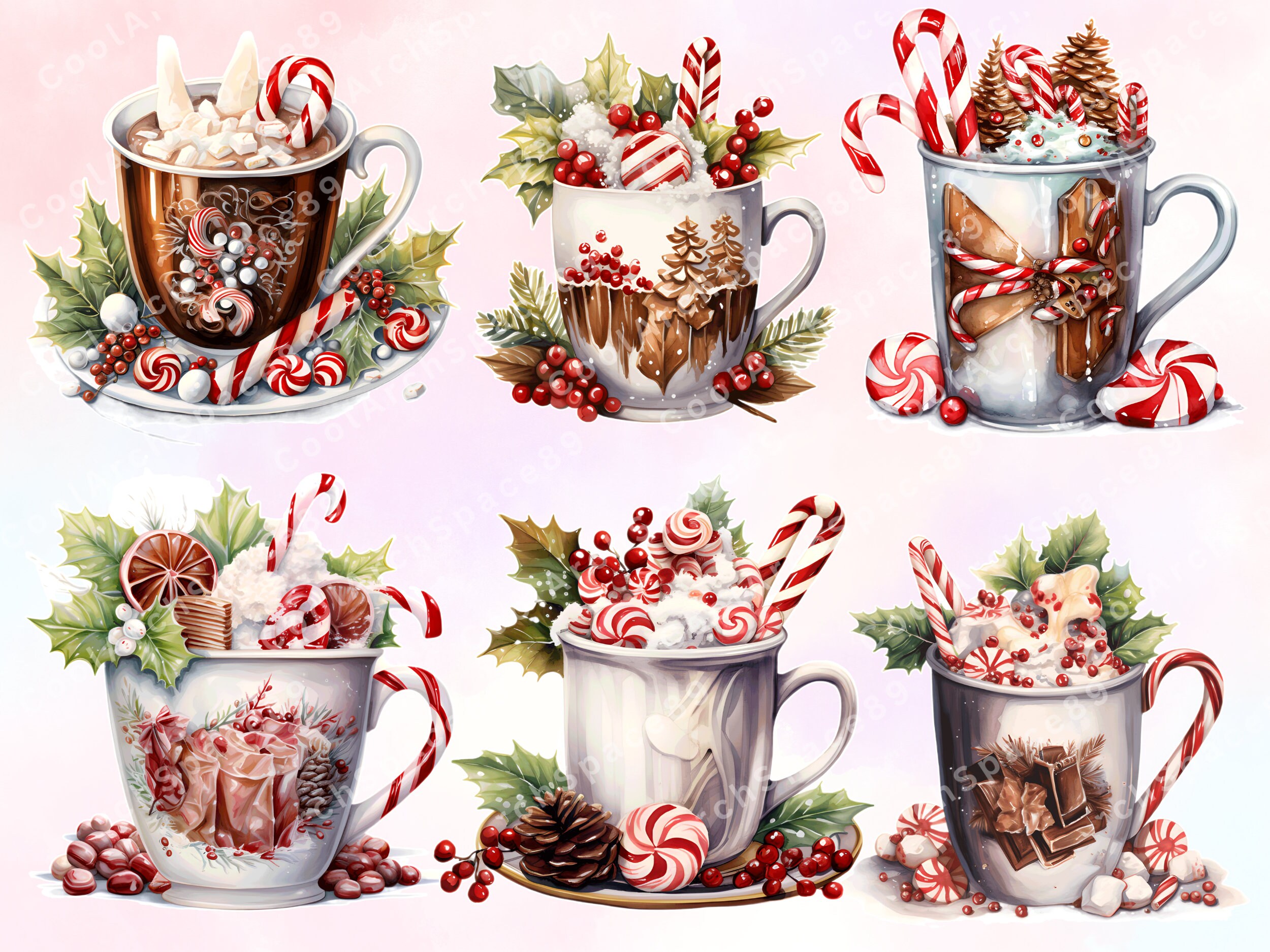 27 Hot Chocolate Clipart Bundle , Watercolor Hot Cocoa PNG, Christmas ...