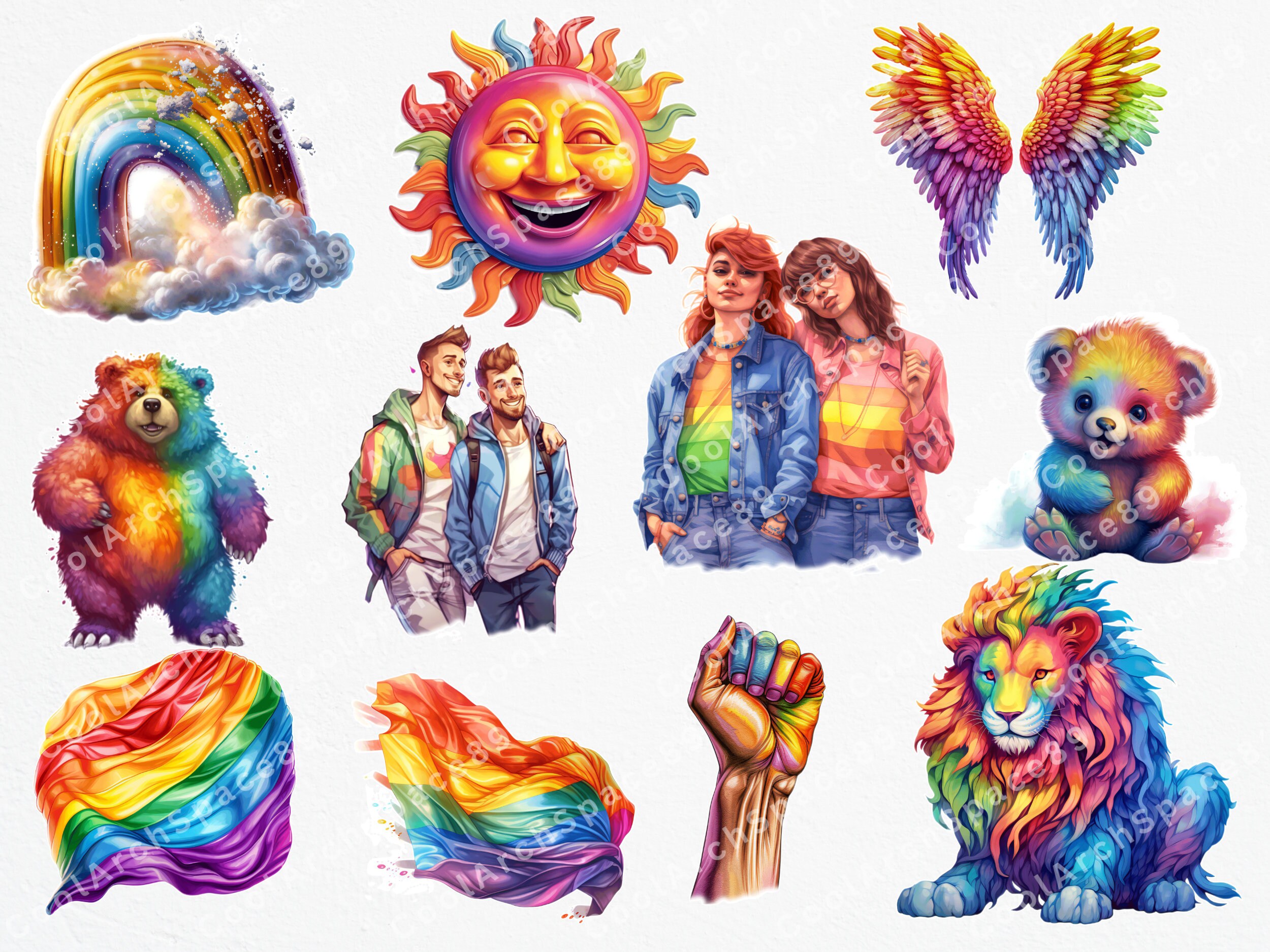 45 PNG Watercolour LGBTQ Pride Clipart Bundle, LGBT Pride Month Files ...