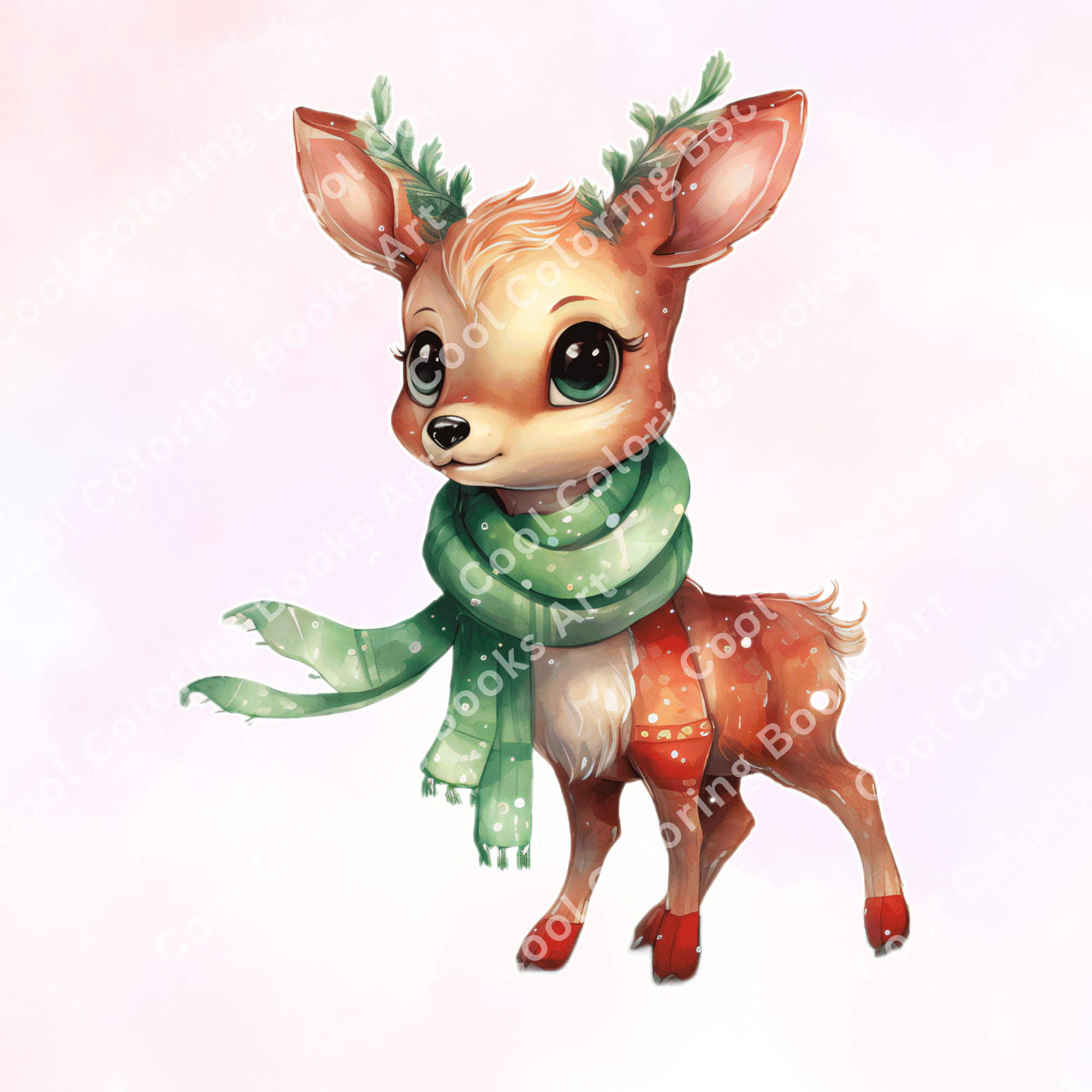 23 Christmas Reindeer Watercolor Clipart Bundle (Instant Download) - Etsy