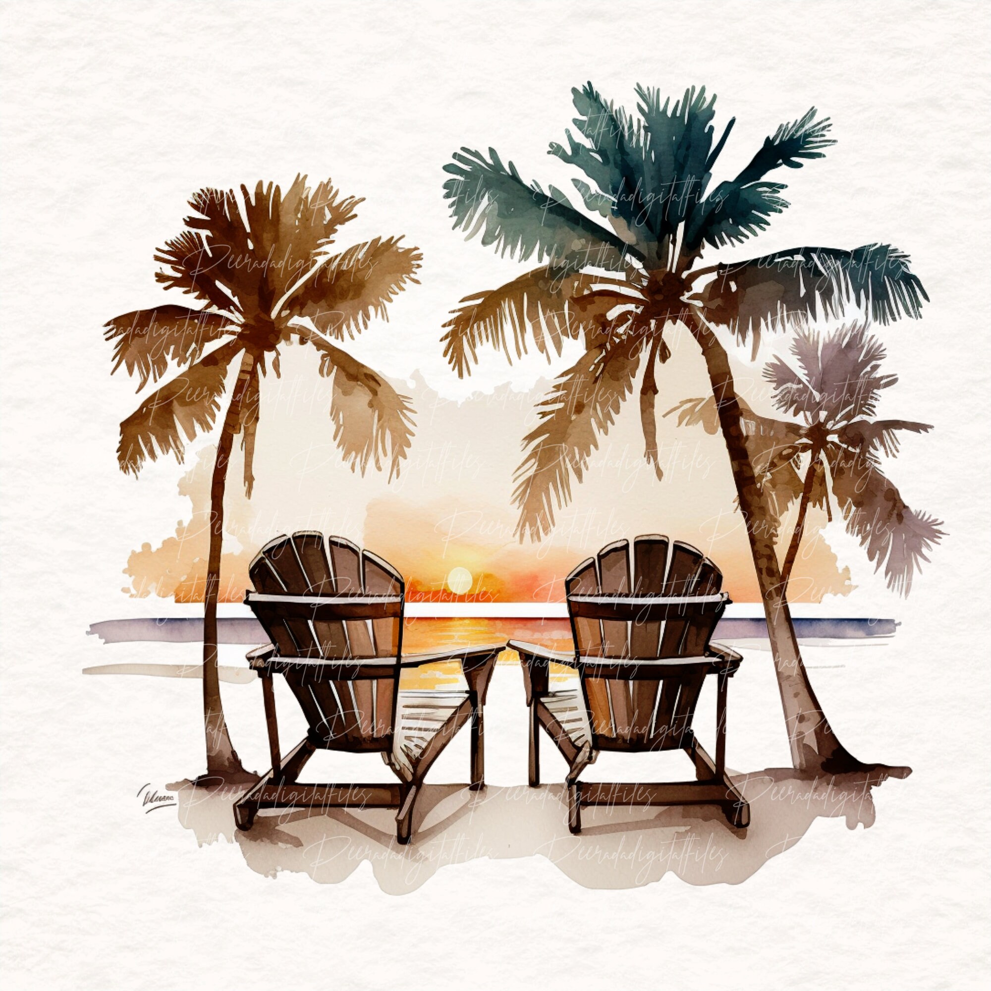 Watercolor Tropical Sunsets Clipart 4 PNG Bundle Sublimation - Etsy
