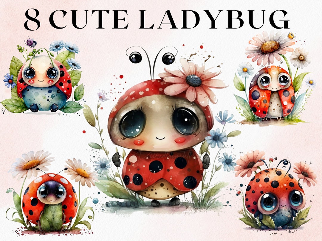 8 Cute Ladybug Watercolor Clipart, Watercolor PNG, Sublimation Files ...
