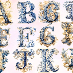 Victorian Watercolor Alphabet: Rococo Letter PNG Clipart (digital ...
