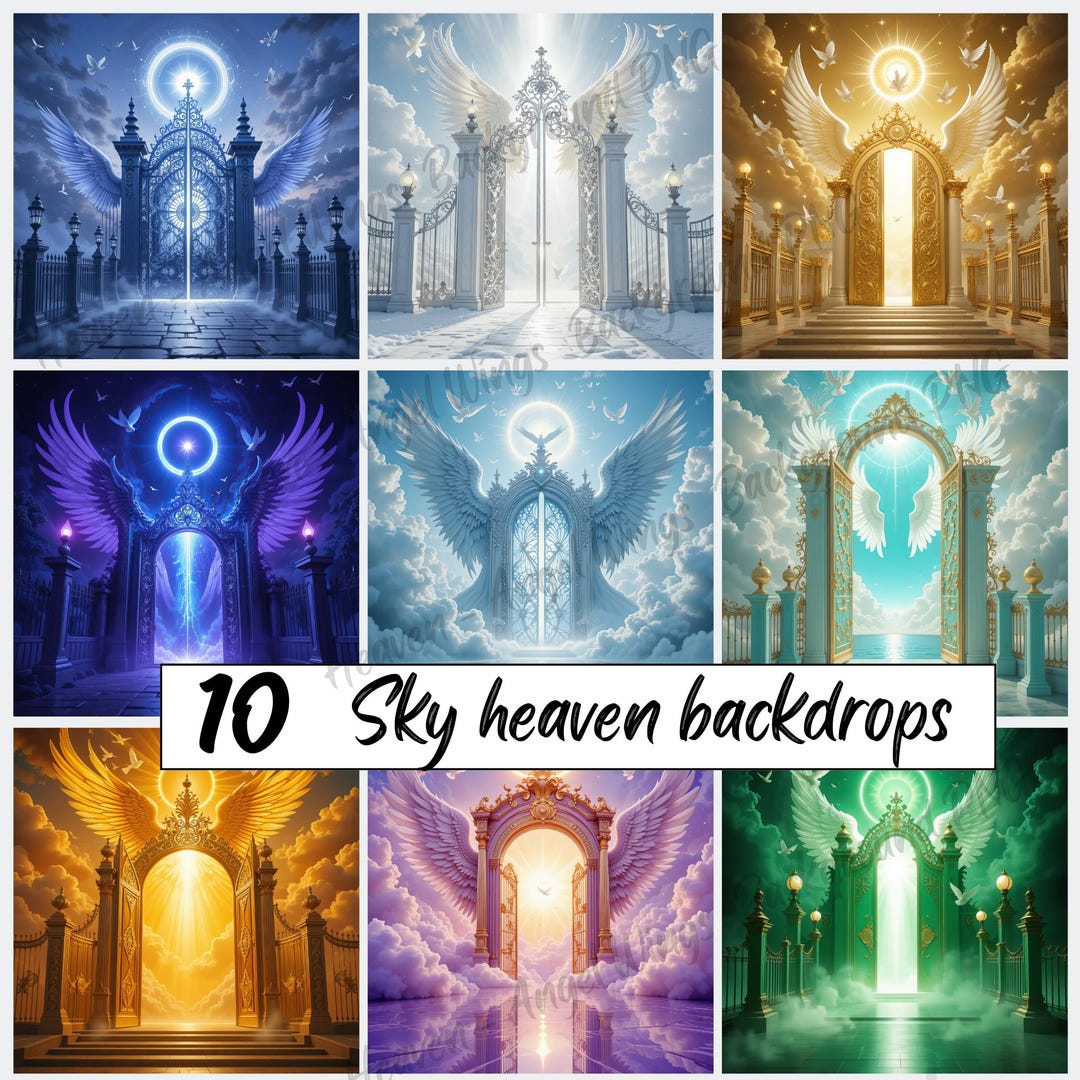 10 Heavenly Sky Backdrops Digital Download – Dreamy Cloudy Skies ...
