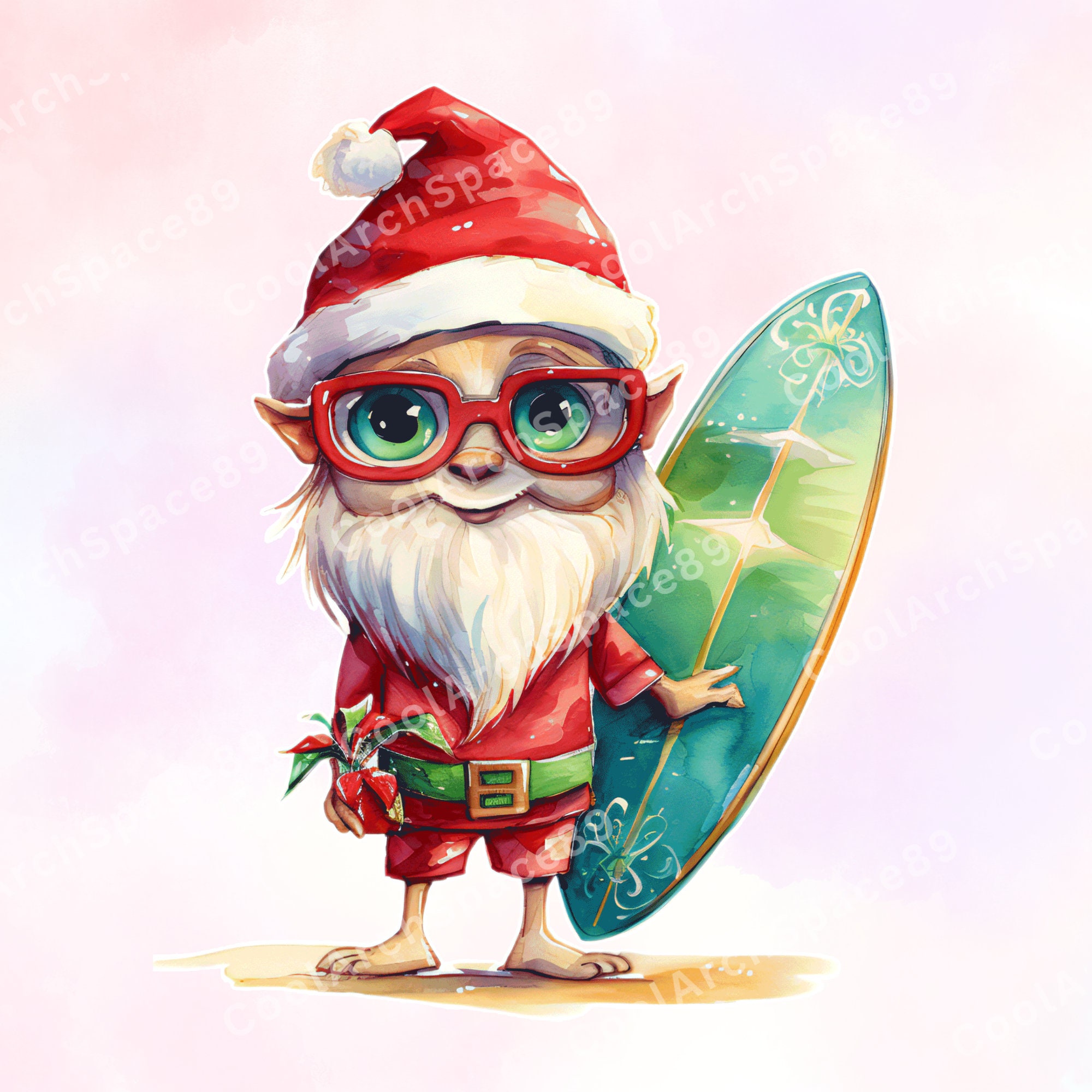 10 Santa on the Beach Clipart. Digital Art & Sublimation. Christmas in ...