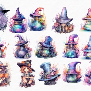 60 Witches Watercolor Clipart Bundle , Fairytale Images, Fantasy ...
