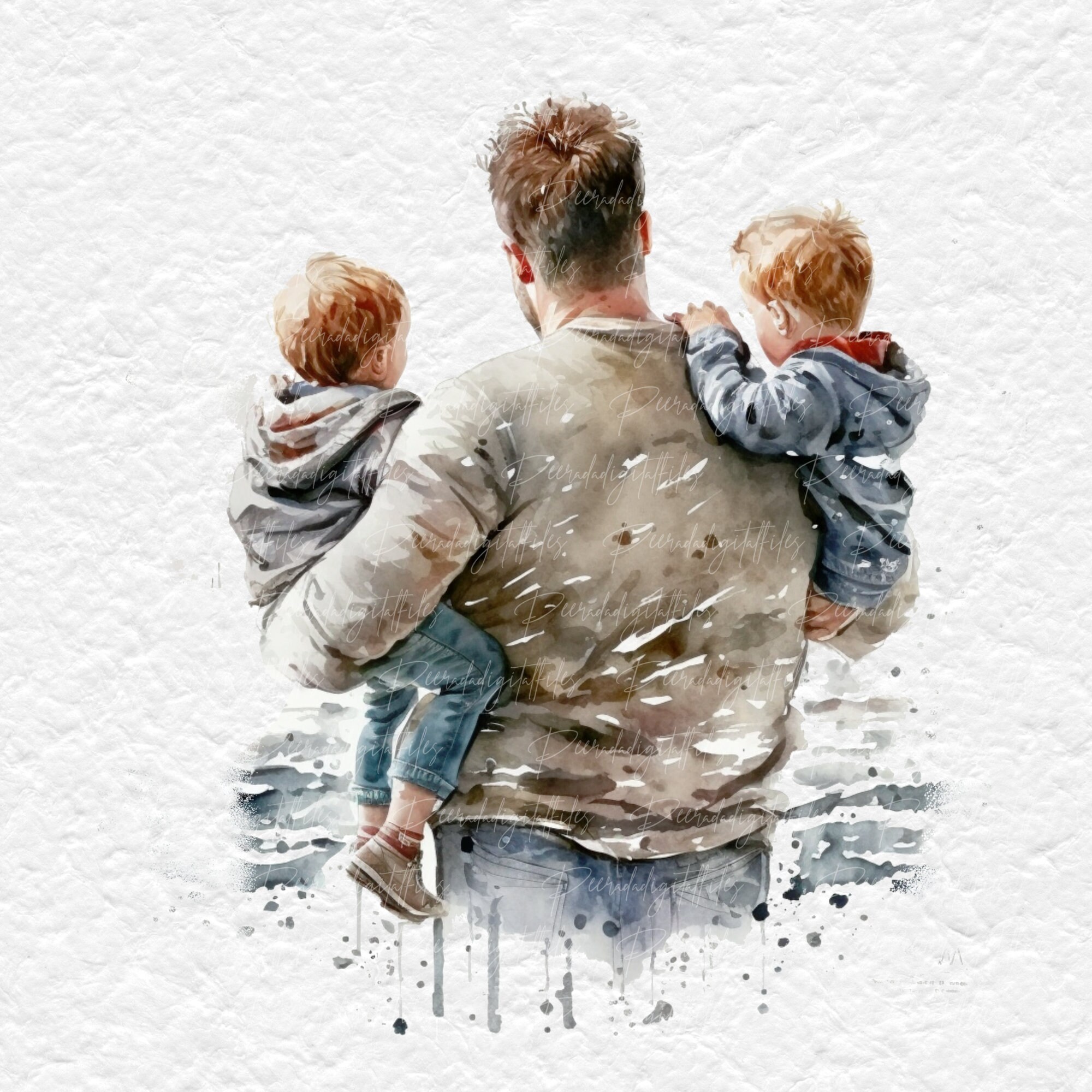 Dad and Son Watercolor 5 Png Bundle , Father Day Sublimation, Dad ...