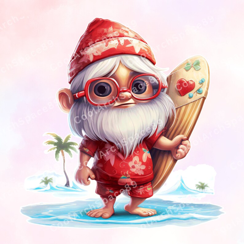 10 Santa on the Beach Clipart. Digital Art & Sublimation. Christmas in ...