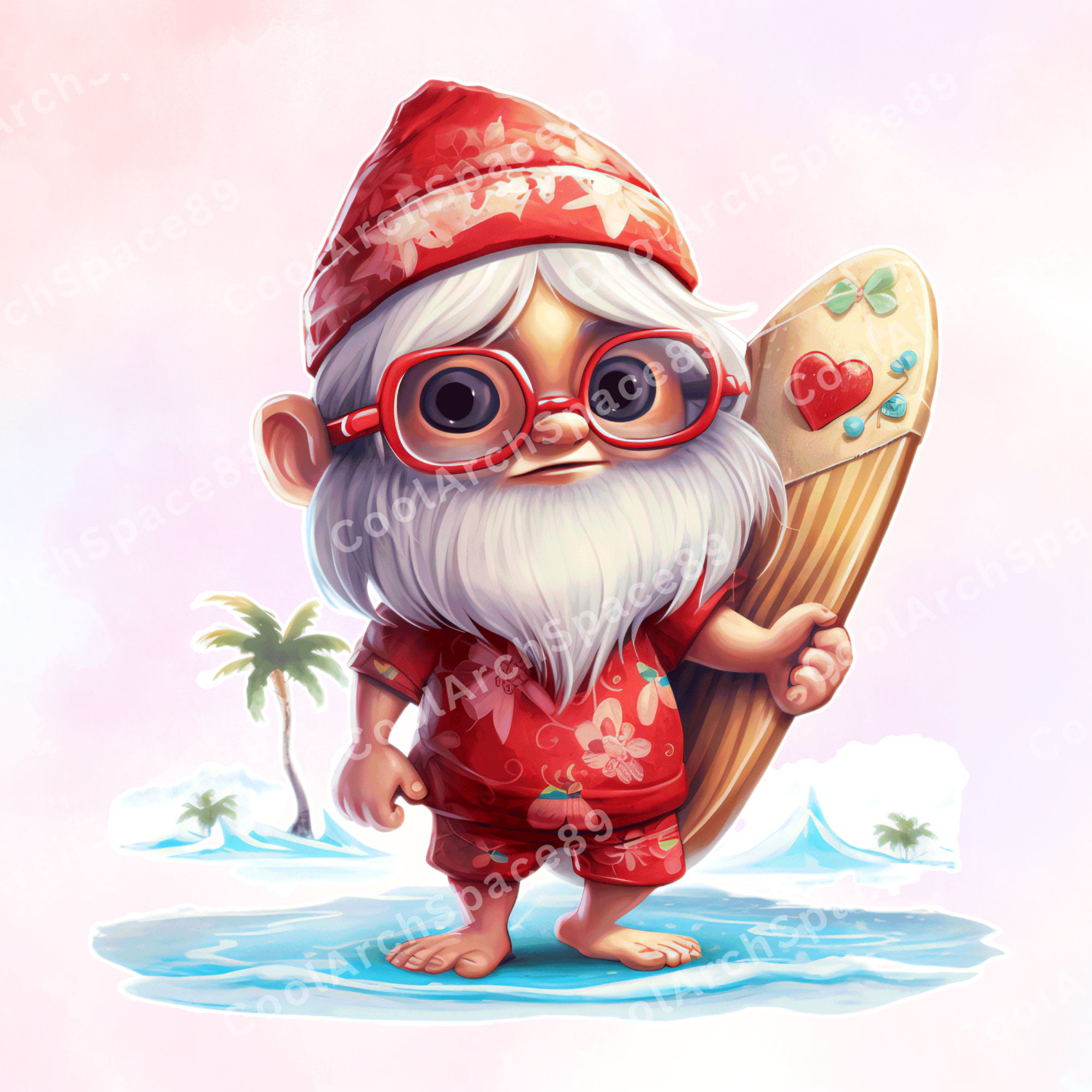 10 Santa on the Beach Clipart. Digital Art & Sublimation. Christmas in ...