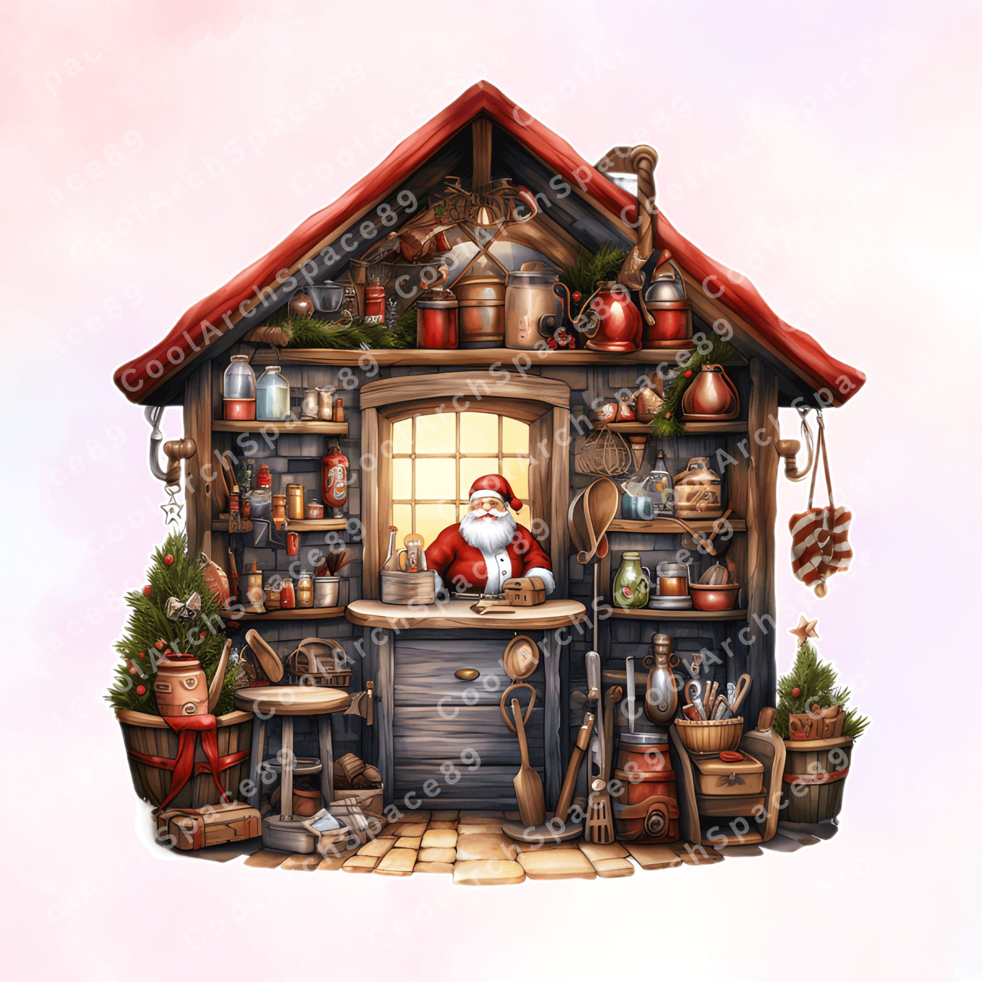 14 Santa's Workshop Clipart Bundle PNG Watercolor Winter - Etsy UK