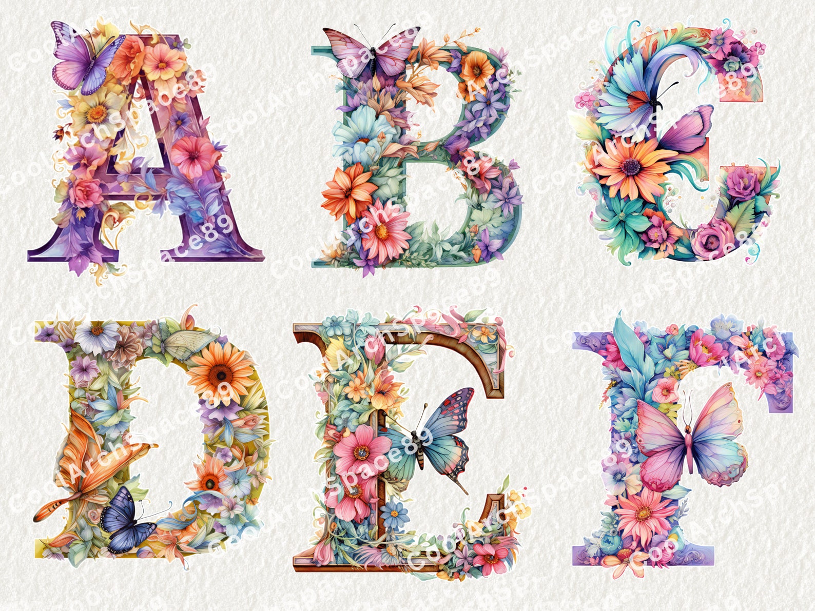 Floral Alphabet A Z Clipart,floral Letters Png,watercolor Alphabet Png ...