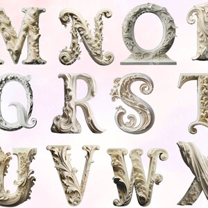 Typogrphy Sculpture Letter 3D Old English Alphabet Clipart A- Z ...