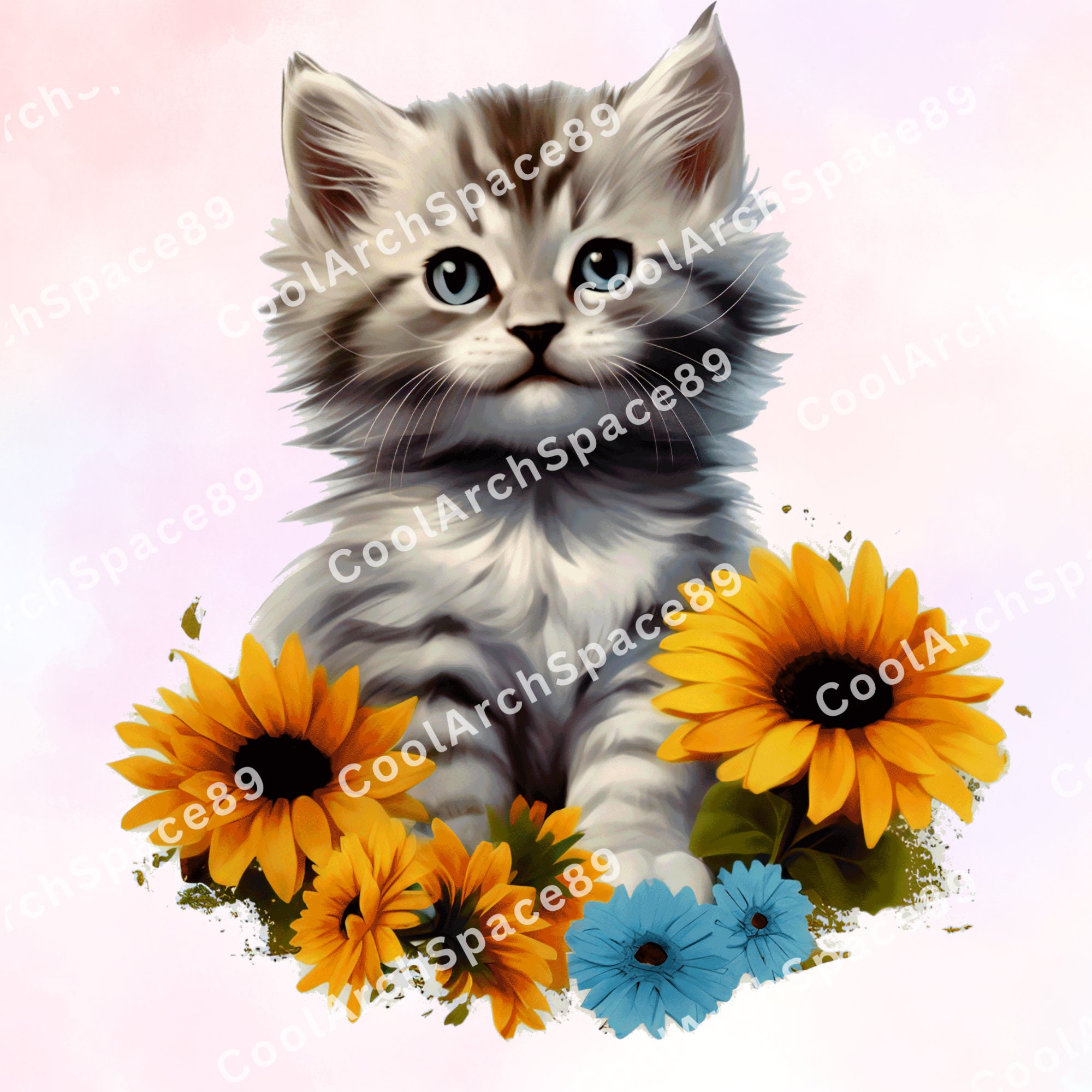 10 Cute Cats Watercolor Printable Clipart Digital Download Commercial ...