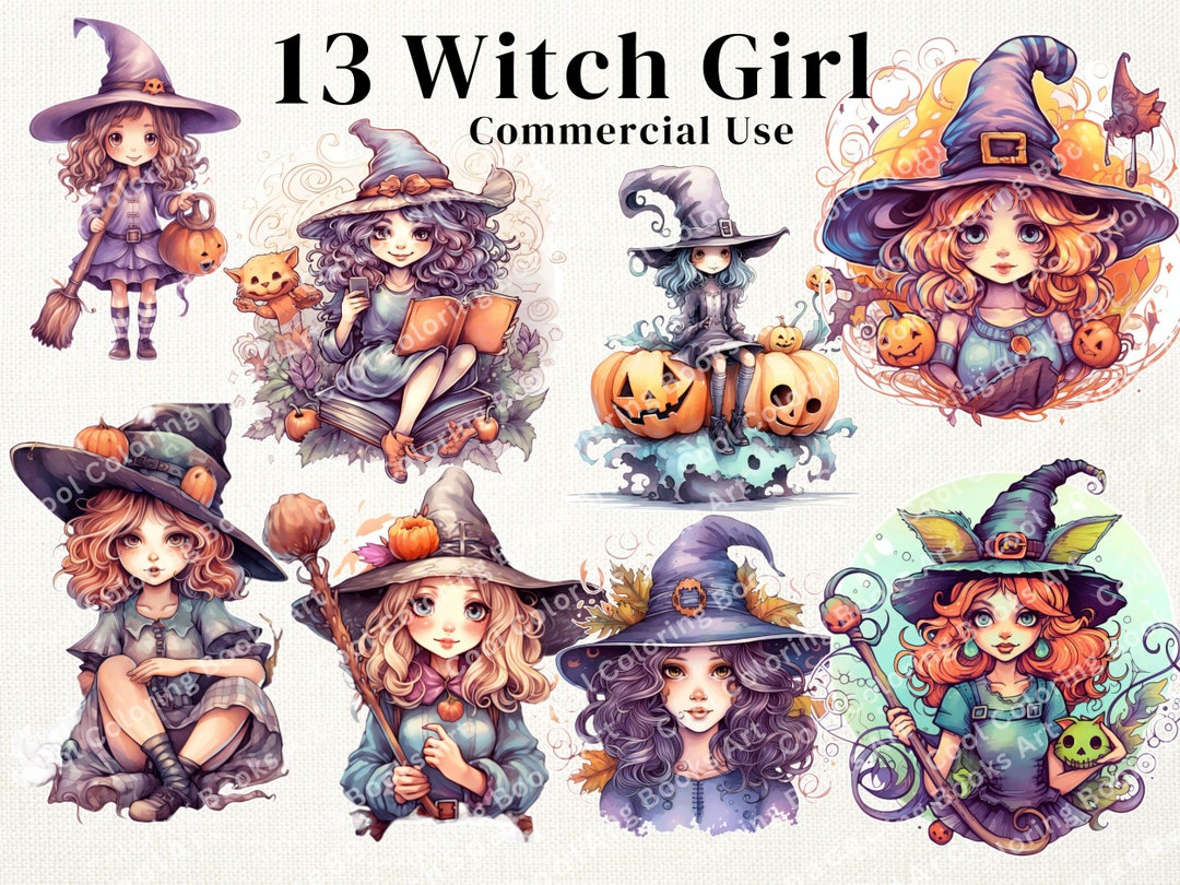 13 Witch Girl Clipart Bundle Witch PNG Boho Witches Planner Bundle ...