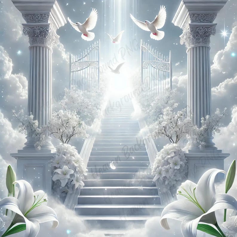 Heaven Memorial Background: Blue White Sky JPG (3000x3000 Px) Digital ...