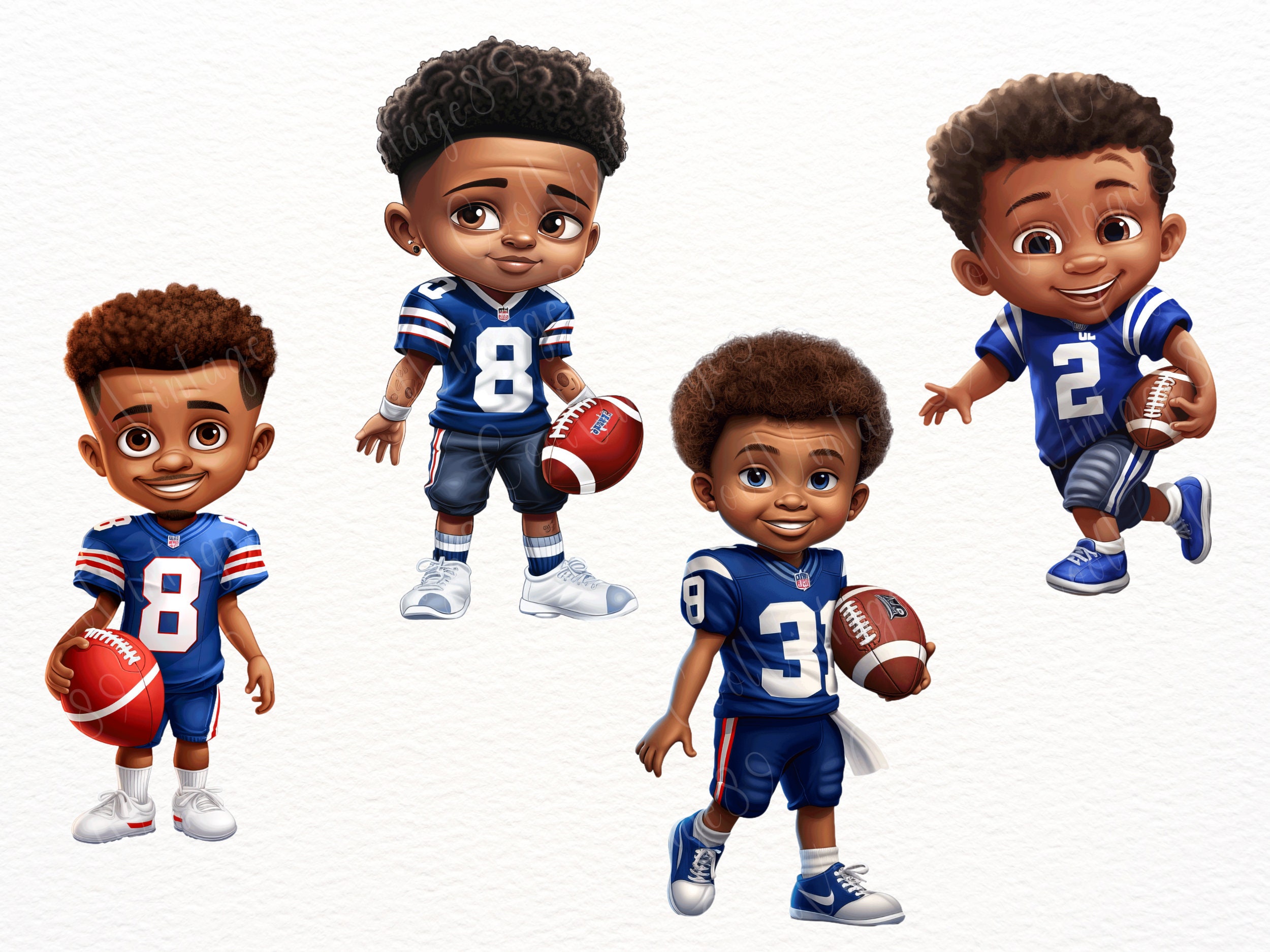 Black Boy Football Player Clipart, 20 PNG Bundle (digital Download) - Etsy