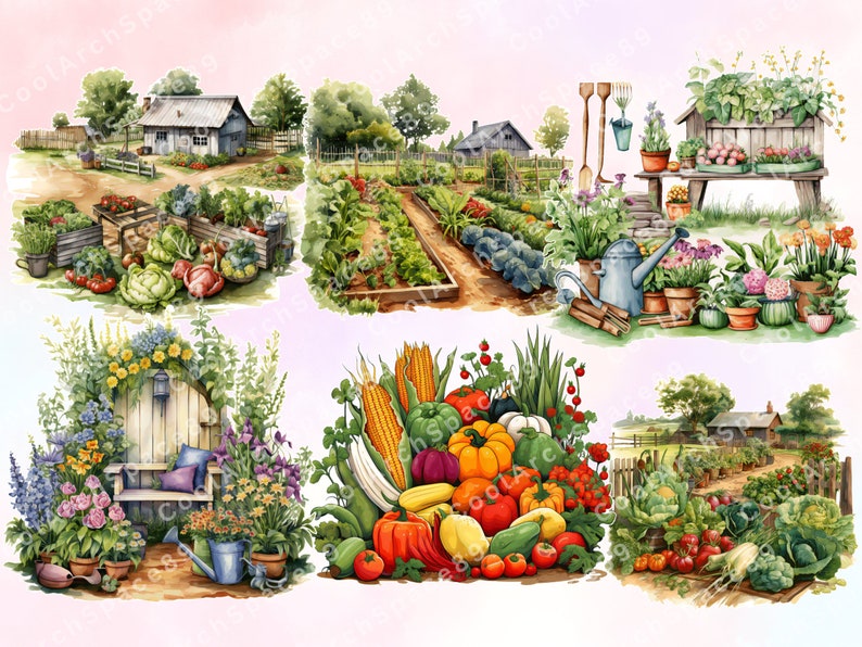 20 Garden Clipart Vegetable Garden Vegetables Clipart - Etsy