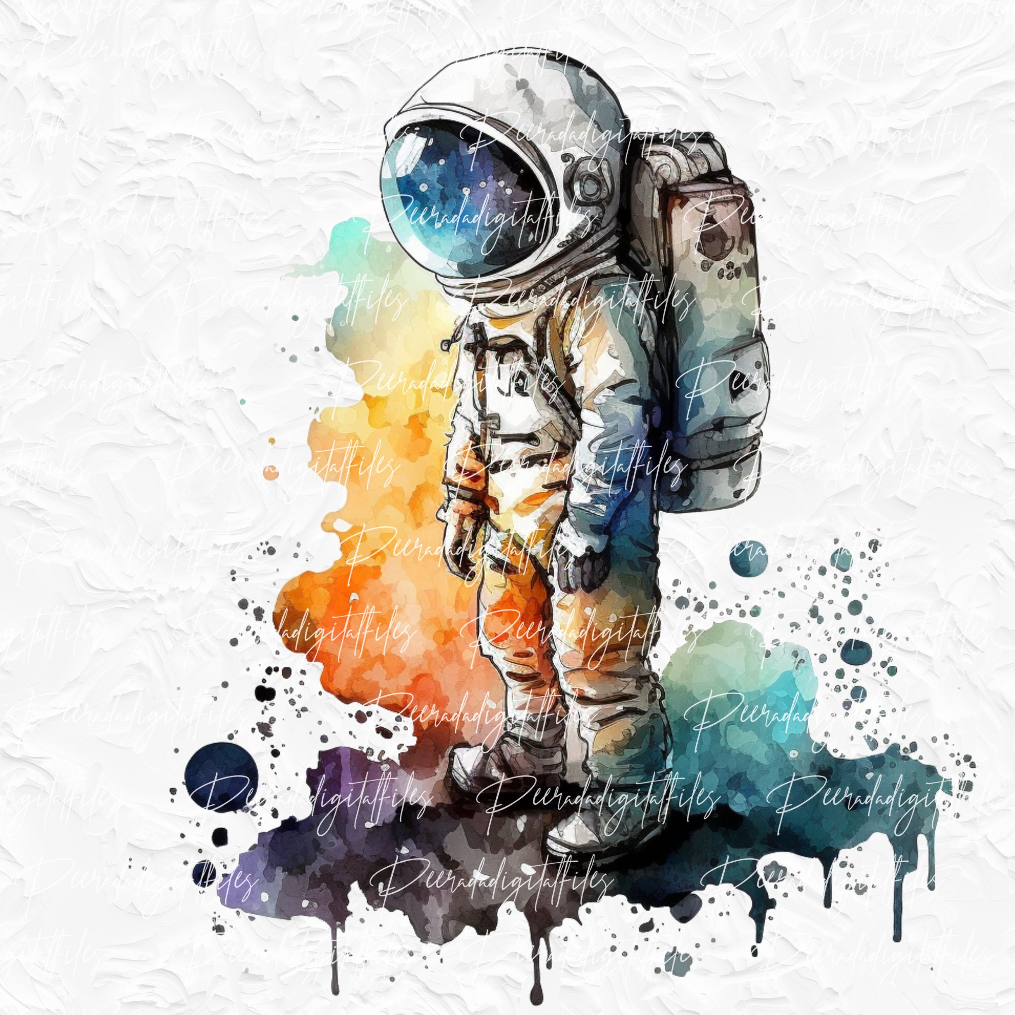 4 PNG Watercolor Clipart, Watercolor Astronaut, Space Clipart, Nursery ...