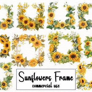 20 PNG Watercolor Sunflowers Clipart Fall Sunflower Floral Bouquets in ...