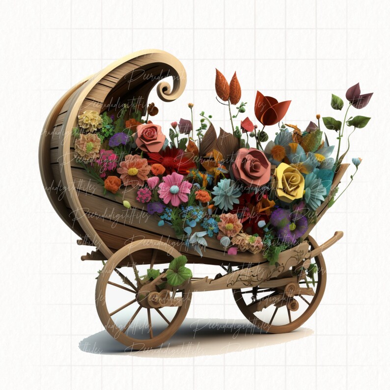 8 Watercolor Floral Wheelbarrows Bundle PNG Wheelbarrow - Etsy