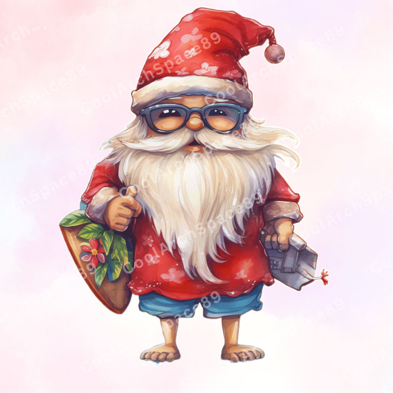 10 Santa on the Beach Clipart. Digital Art & Sublimation. Christmas in ...