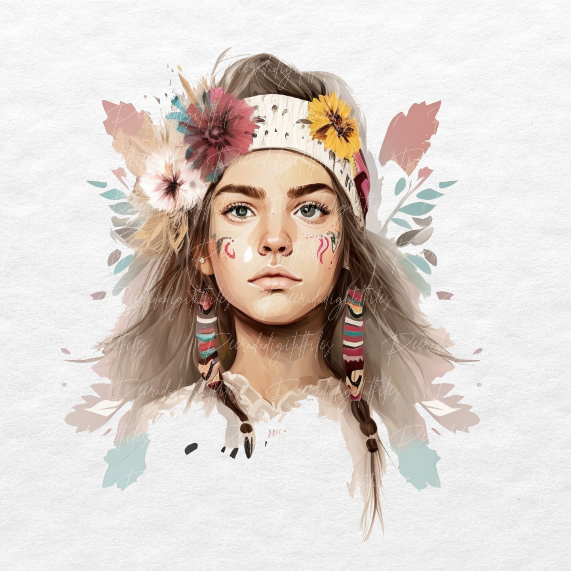 10 Watercolor Boho Girl Clipart Clipart Bundle Beautiful - Etsy