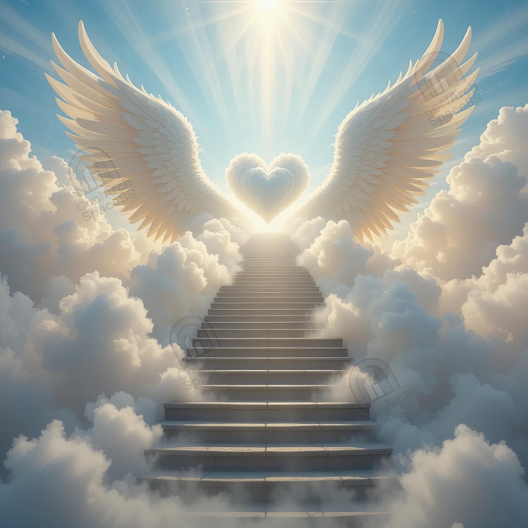 Clouds and Angel Wings Backdrops JPG, Heaven Columns Memorial , Digital ...