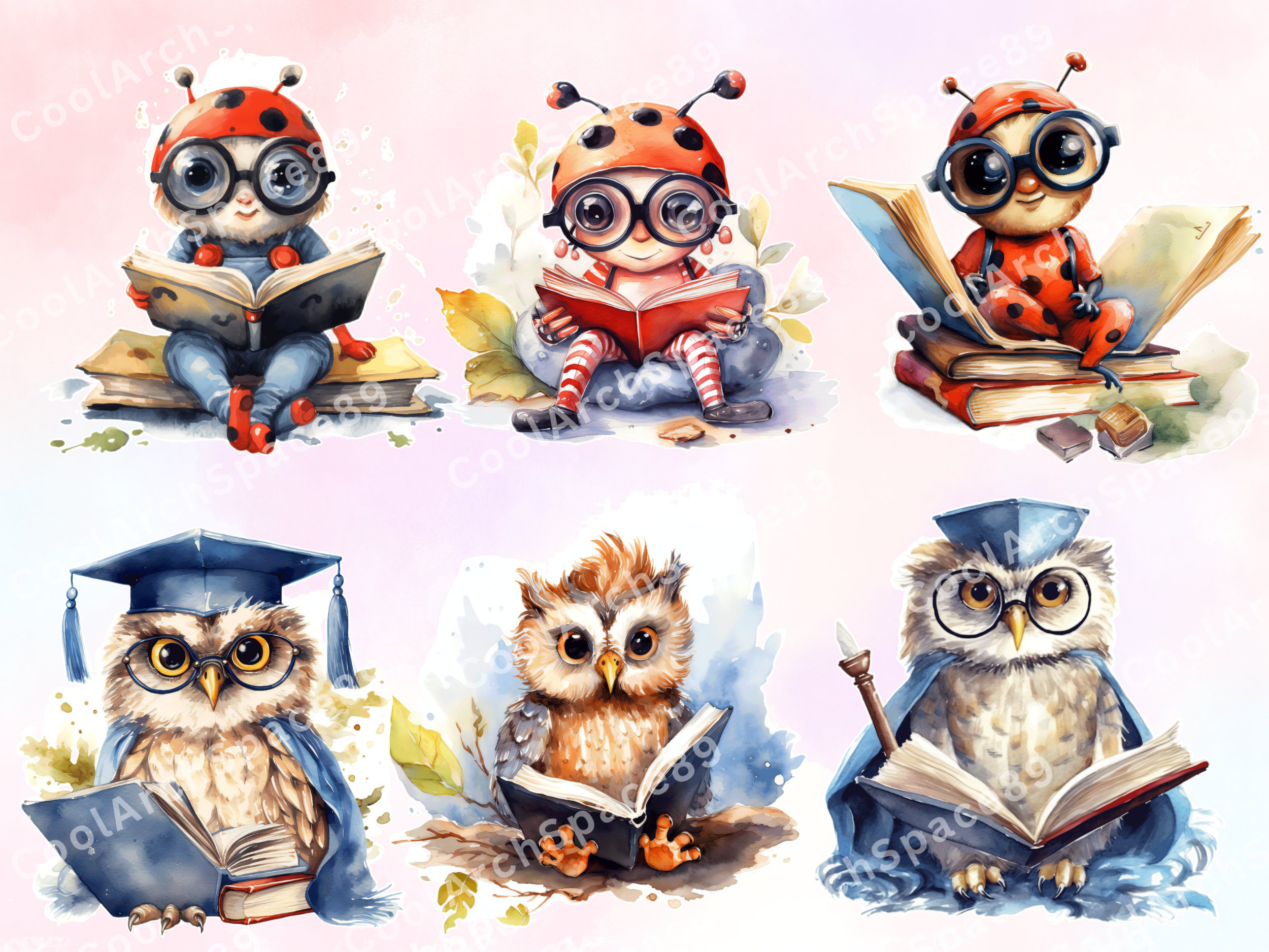 50 Cute Animals Bundle Clipart, Mega Bundle Watercolor Animal Bundle ...