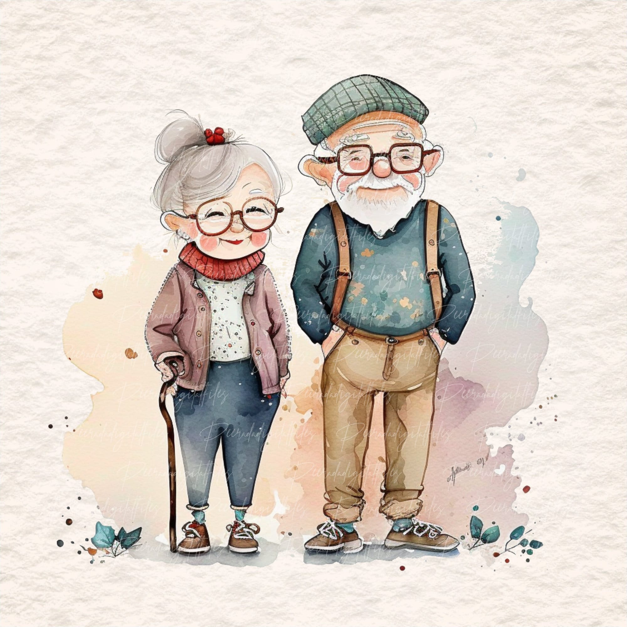 Grandparents Watercolor 5 Png Bundle , Sublimation Png , Clipart , T ...
