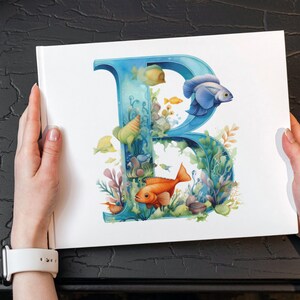 Alphabet Coral Reef, Ocean, Underwater World Watercolor Png, 26 Floral ...