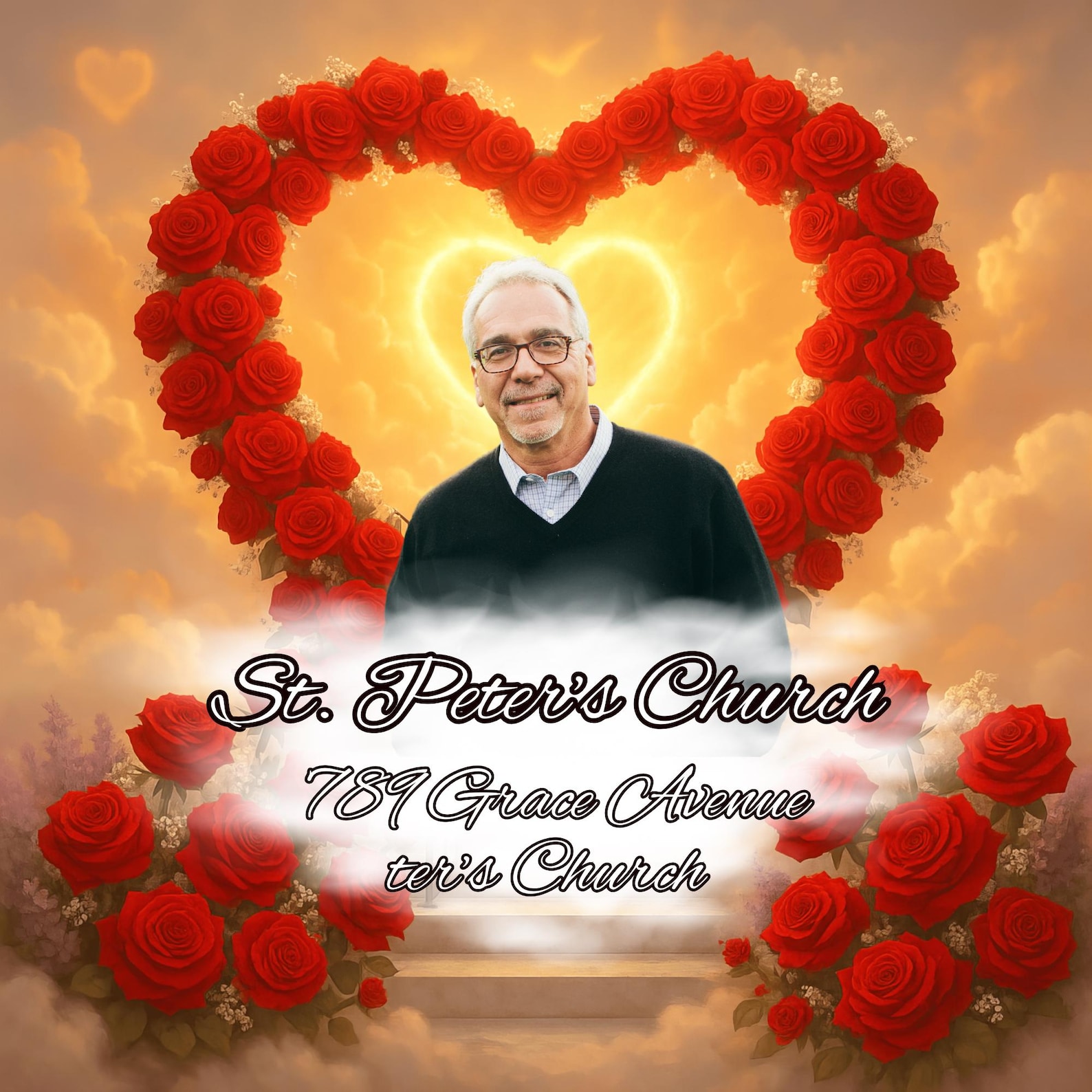 Red Memorial Background With Stairs Flowers Heart. - Etsy