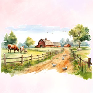 22 Watercolor Farm House Clipart PNG Rustic Country Barn , Farm Life ...