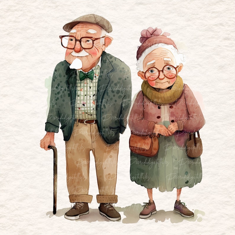 Grandparents Clipart 5 Png Bundle ,oldman Clipart Granny, Clipart Older ...