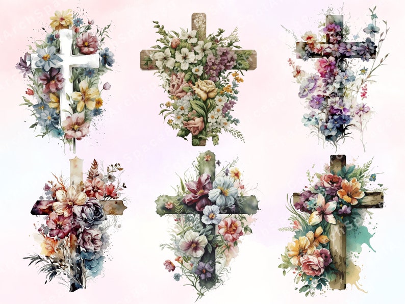 18 Flower Cross Watercolor Clipart Bundle (digital Downloads) - Etsy