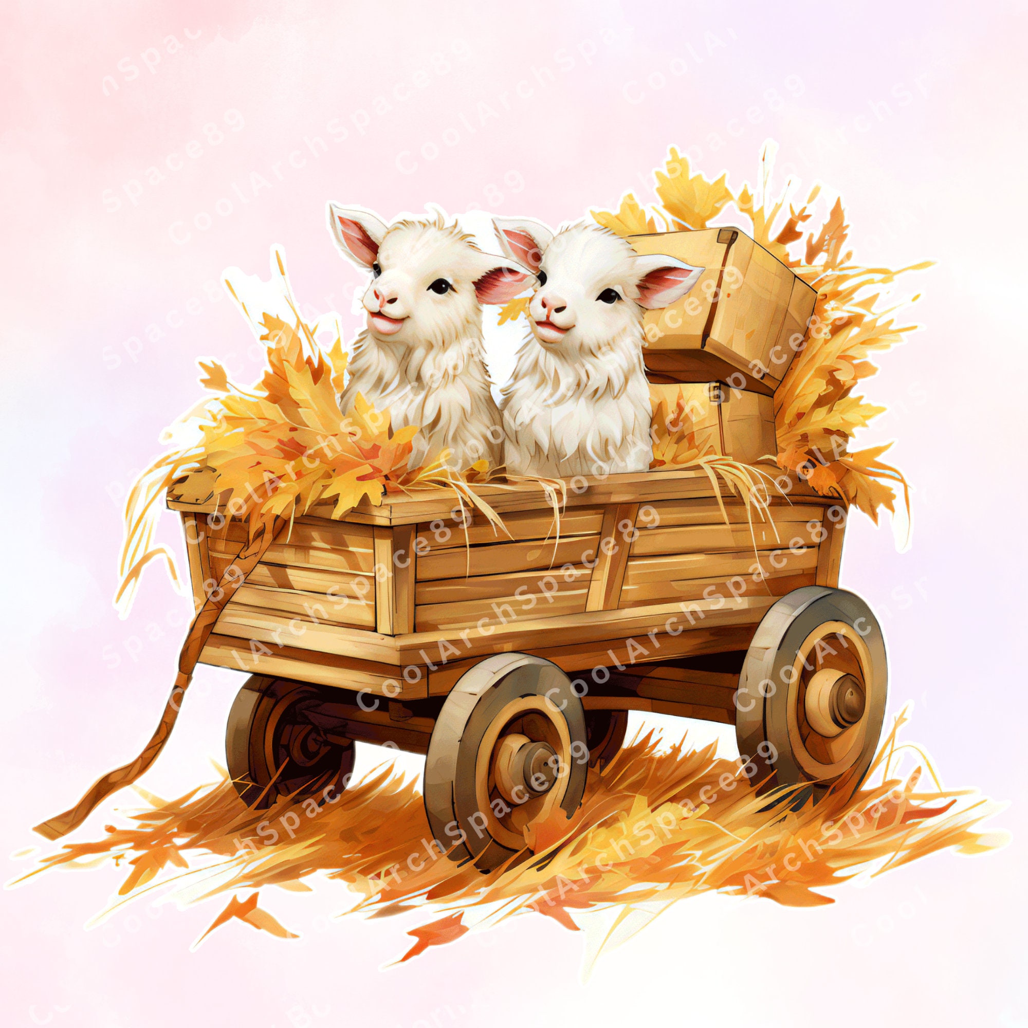 Farm Animals Wagon PNG, Lambs Clipart (commercial Use - Etsy