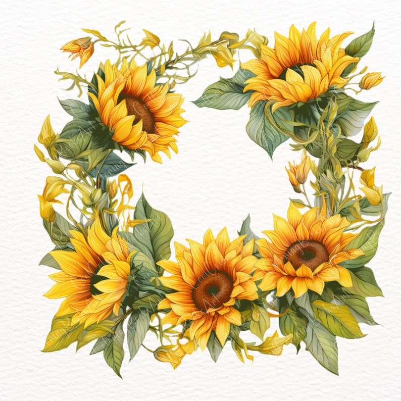 20 PNG Watercolor Sunflowers Clipart Fall Sunflower Floral Bouquets in ...