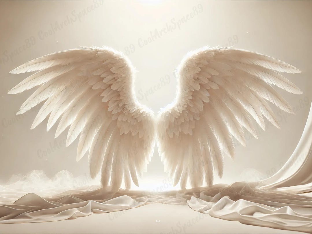 Fire White Angel Wings Digital Backdrop for Photography, Glowing ...