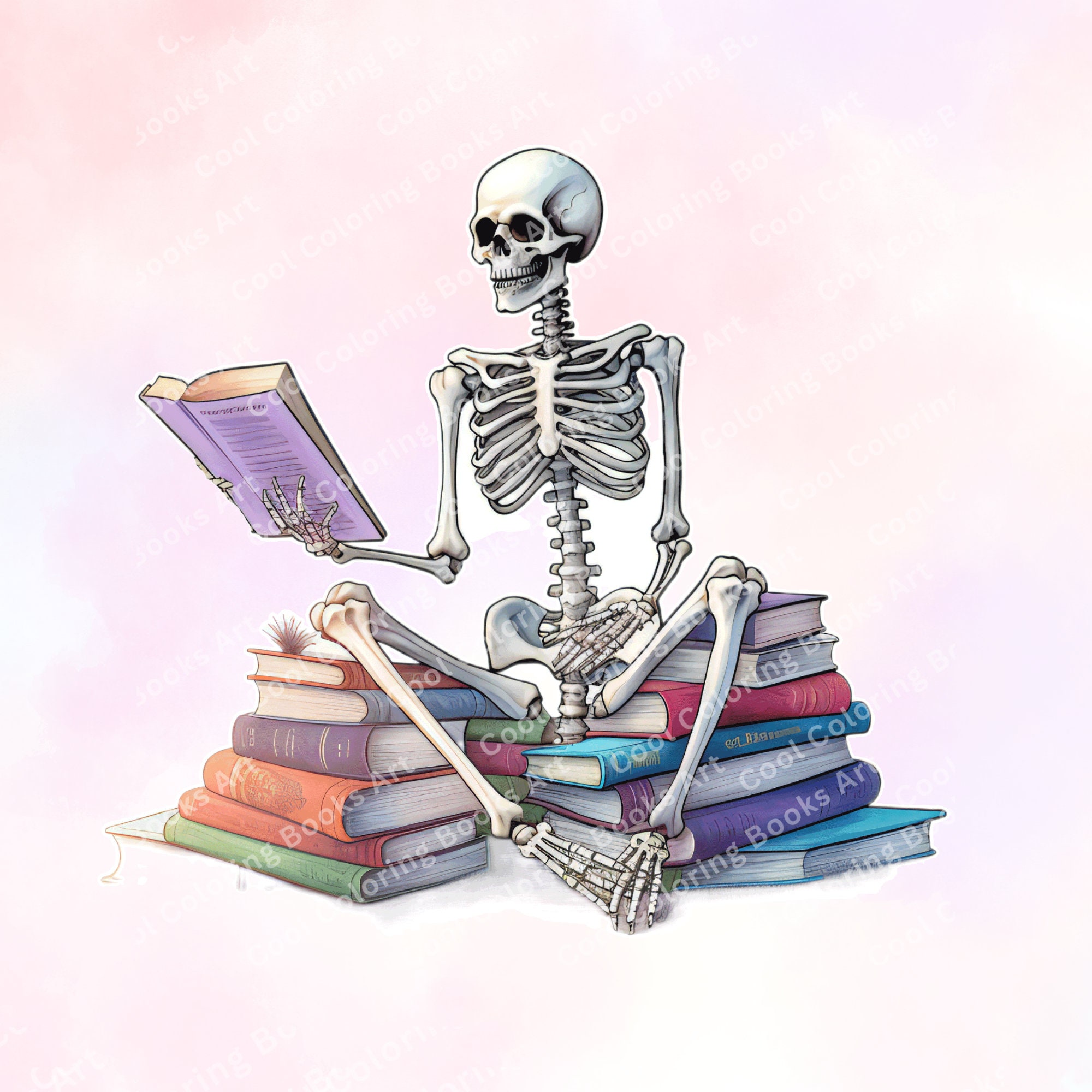 13 Skeleton Reading Books PNG Bundle , Skeleton Book Lover Sublimation ...