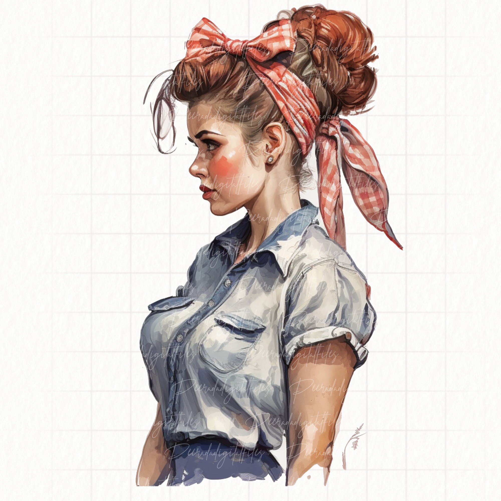 8 Girl Messy Bun Clipart Bundle , PNG Watercolor Woman Sublimation ...