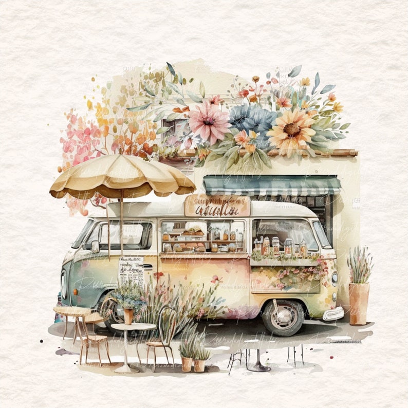 18 PNG Watercolor Cafe Flowers Bundle, Clipart, Digital Watercolor ...