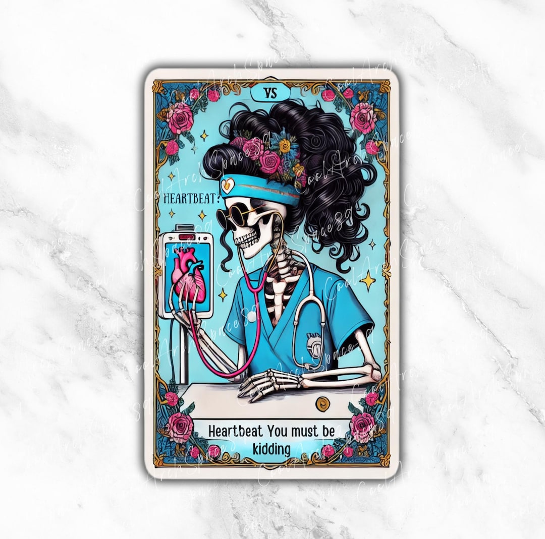Skeleton Nurse Tarot Card Clipart: Gothic Halloween PNG (digital ...