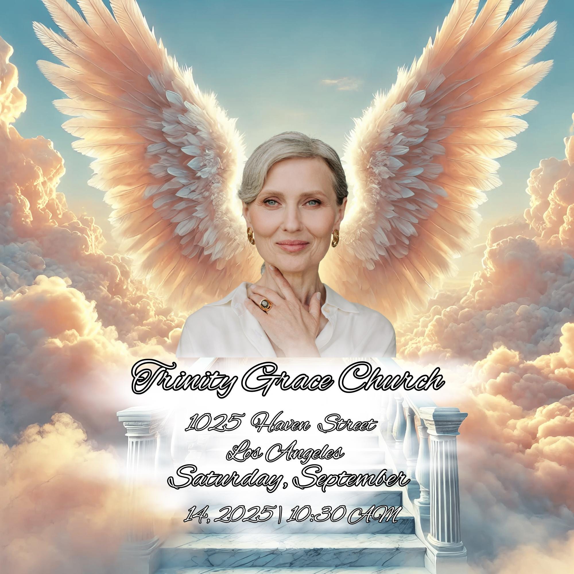 Clouds and Angel Wings in Loving Memory JPG Memorial Digital Downloads ...