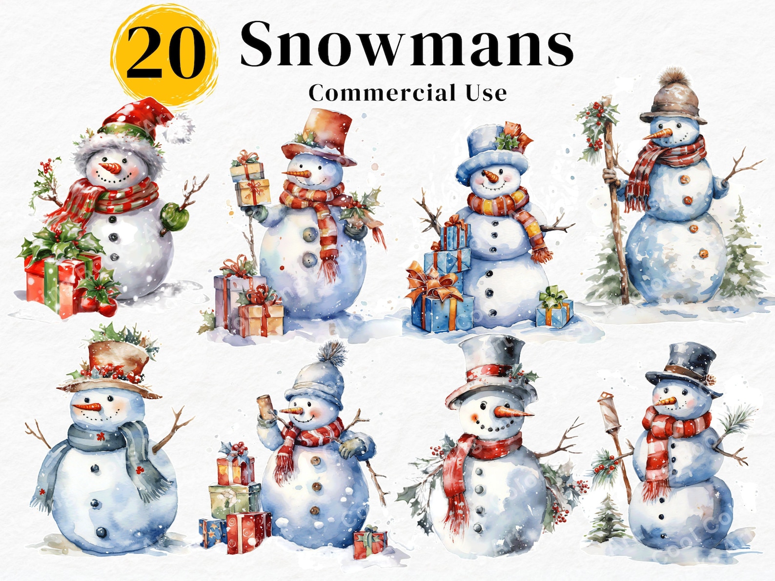 20 Snowman Clipart, Snowman Clip Art,christmas Clipart, Digital ...