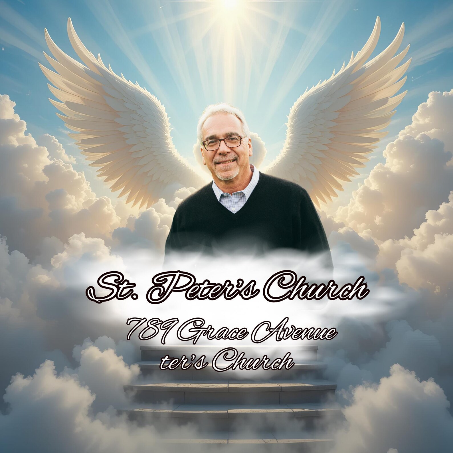 Clouds and Angel Wings Backdrops JPG, Heaven Columns Memorial , Digital ...