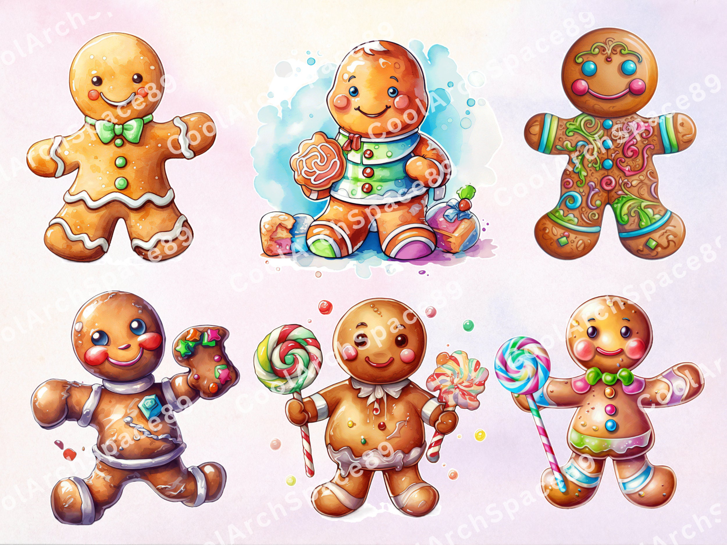 14 Gingerbread Man Clipart Bundle Digital Download Card - Etsy