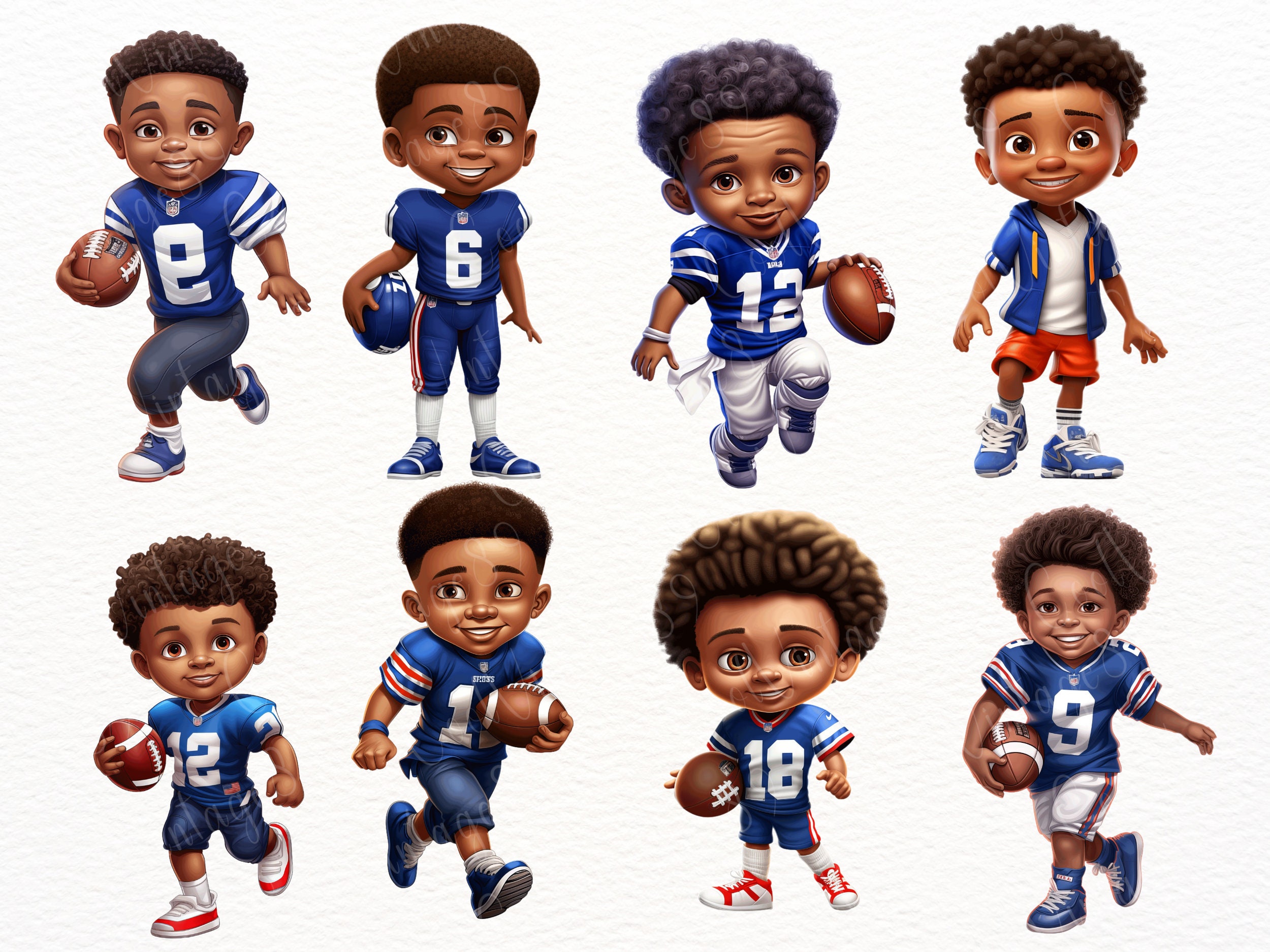 Black Boy Football Player Clipart, 20 PNG Bundle (digital Download) - Etsy