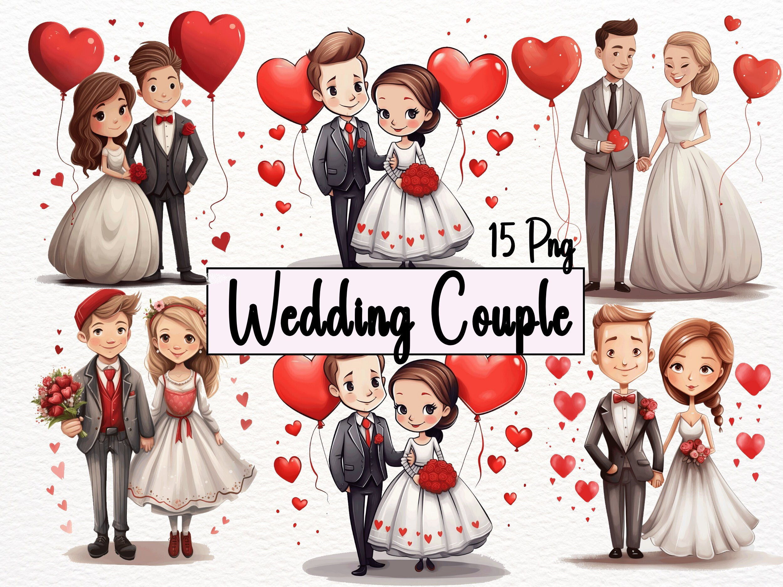 15 Cute Wedding Couple Clipart, Cute Wedding Couple, Watercolor Wedding ...
